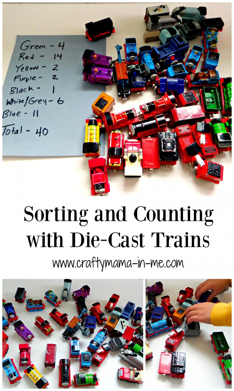 Sorting and Counting with Die-Cast Trains - Crafty Mama in ME!